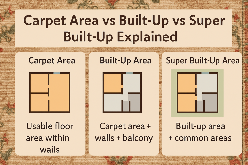 Carpet Area vs Built-Up vs Super Built-Up Explained - Indian Carpets